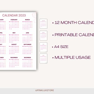 PRINTABLE 2023 CALENDAR, 12 Calendar Month for 2023, Beige Minimalist ...