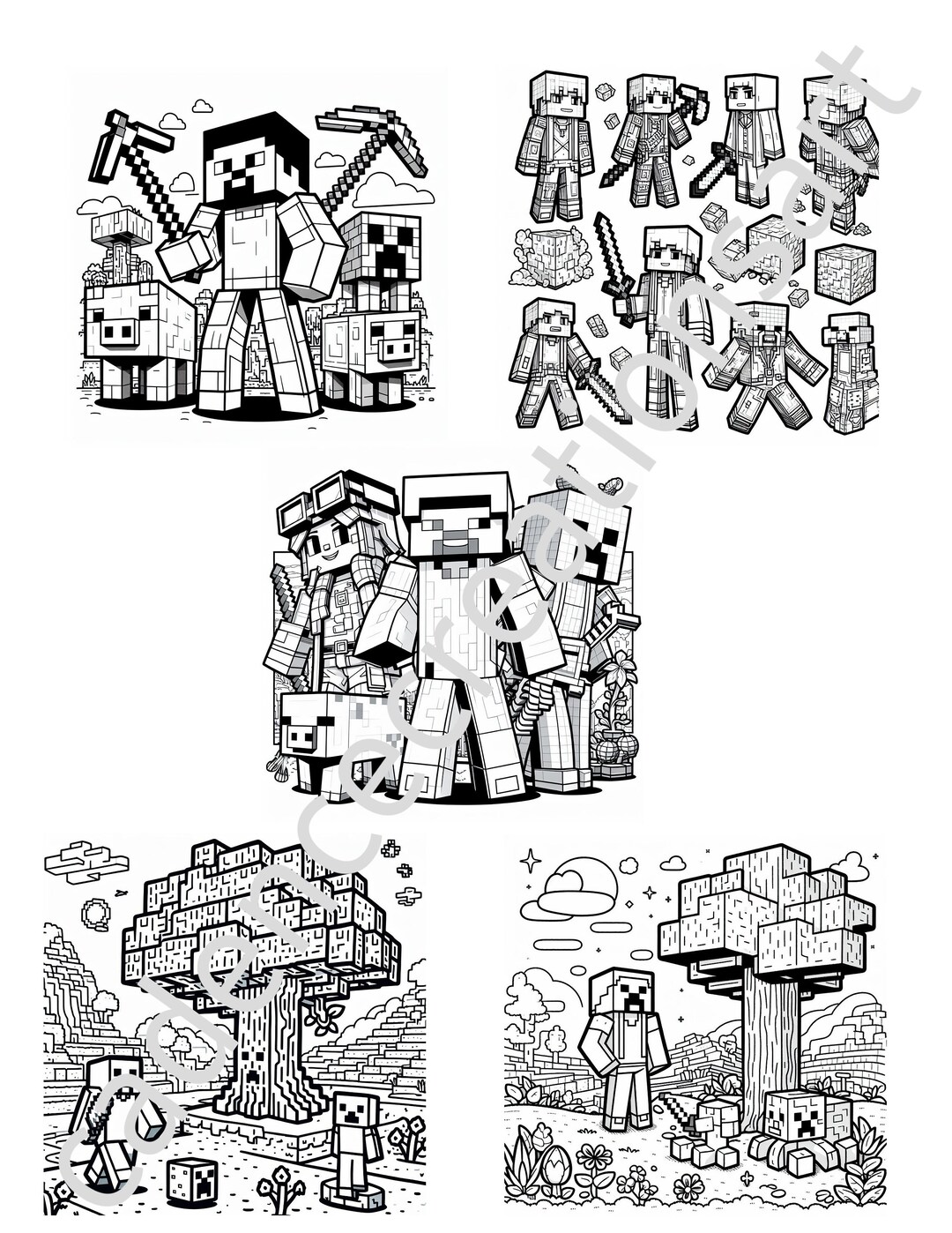 Printable Minecraft Coloring Pages - Etsy