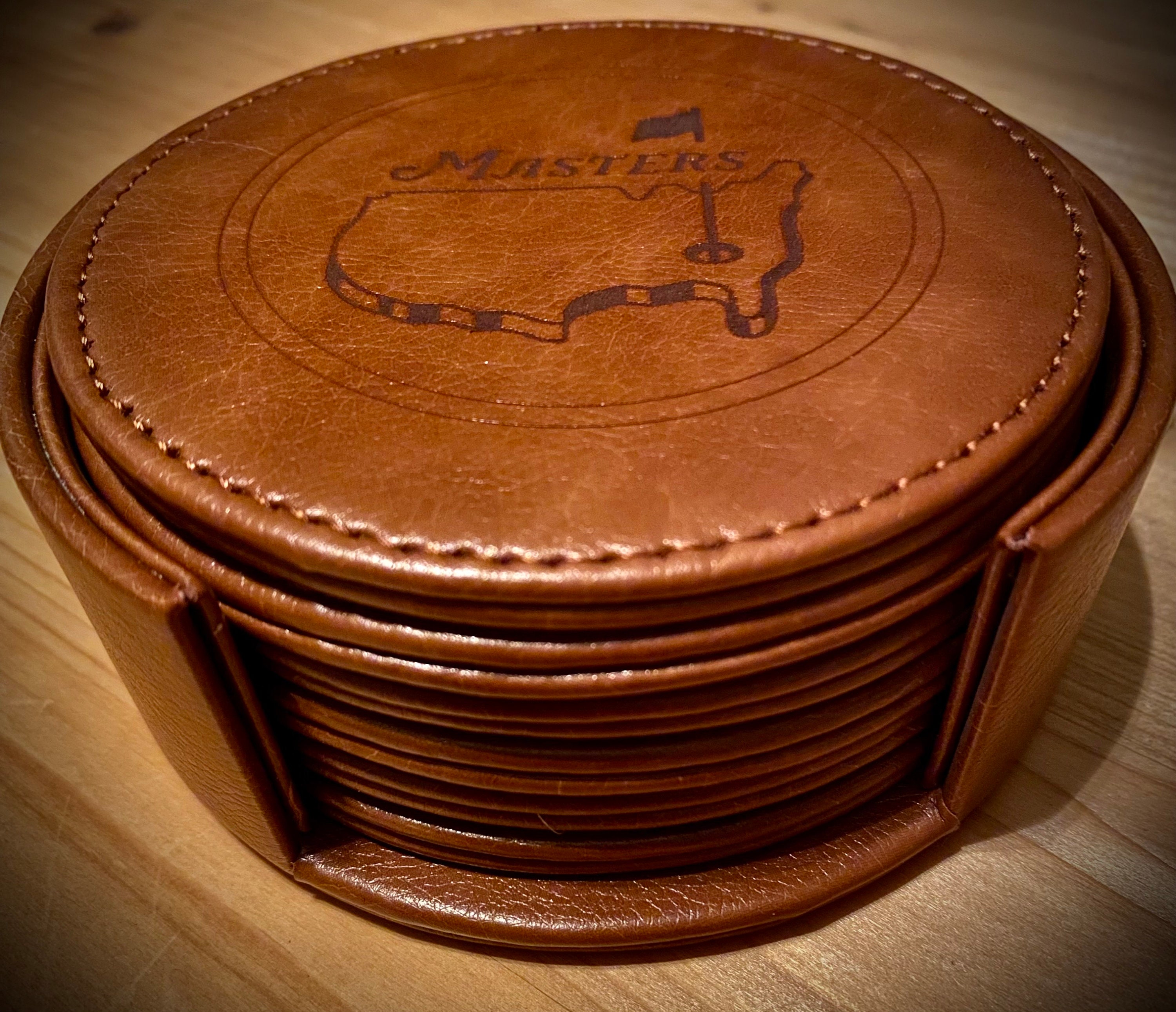 Masters Golf Themed Leather Coaster Set Handcrafted Drink Coasters 6 ...