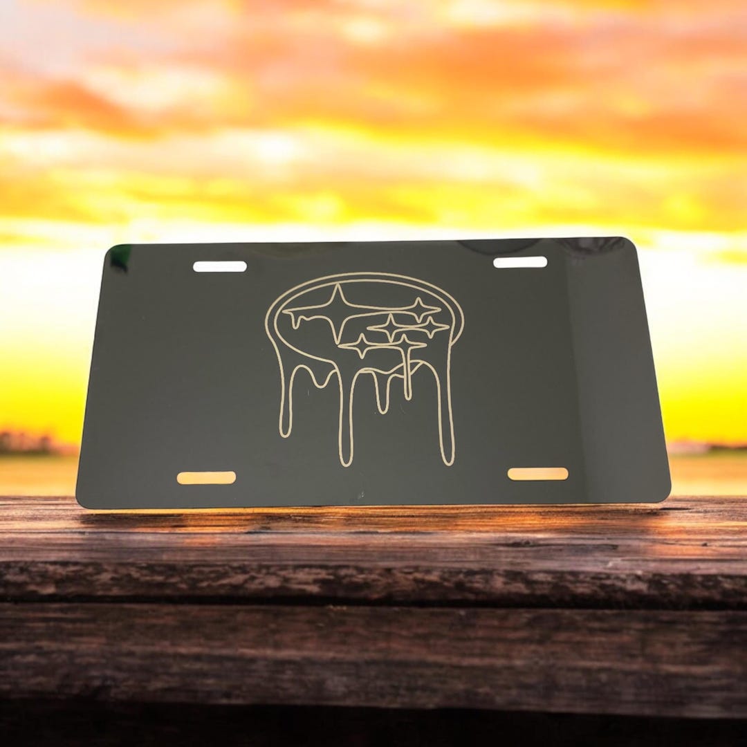 Subaru Drip Theme Engraved Car Tag Black Aluminum Front License Plate ...