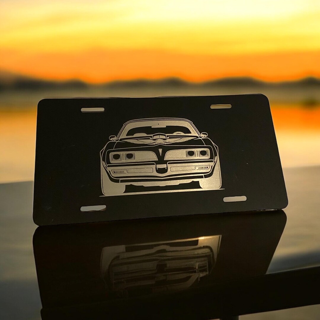 Classic Car Pontiac Firebird Grill Theme Engraved Car Tag Black ...