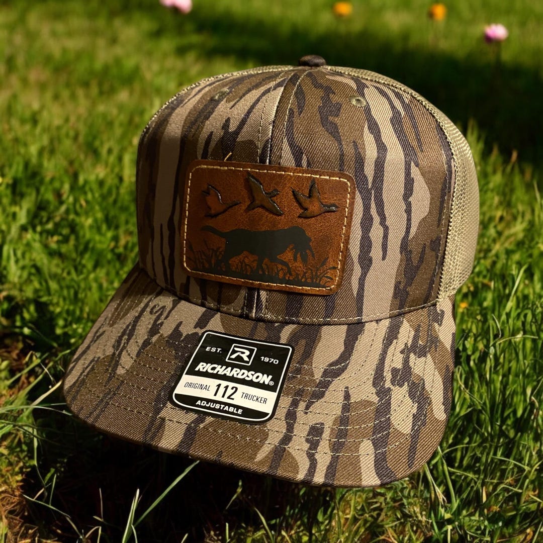 Hunting Camouflage Hat With Leather Patch Duck Hunter Trucker Cap ...