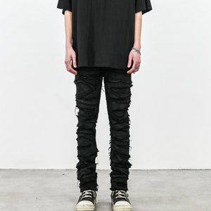 Y2K Stacked Ripped Jeans for Men - Etsy