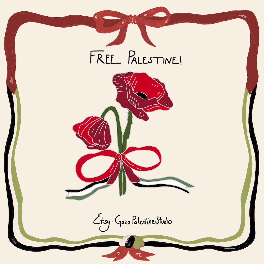 Palestines Red Poppy Flower Enamel Pin Red Flowers With Palestinian ...