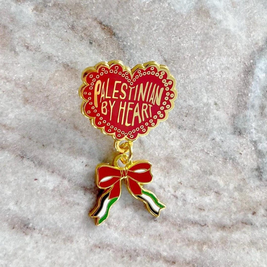 Palestinian by Heart Gold Enamel Pin – Heart-shaped Design With Dangle ...