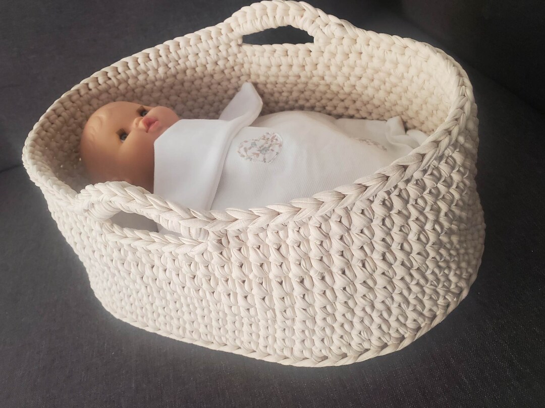 Crochet Doll Bassinet Handmade Cradle Doll Bed up to 38 Cm Handmade ...