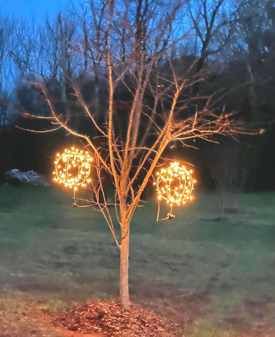 Outdoor Fairy Light Ball Battery Powered Lighted Orb Tree Light Round ...