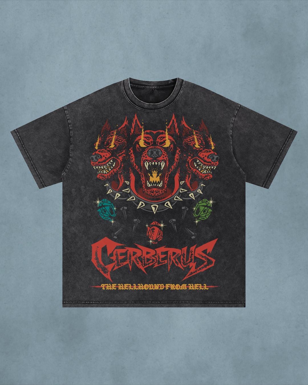 OSRS Cerberus | Oversize T-shirt | Acid Wash | Old School Runescape for ...