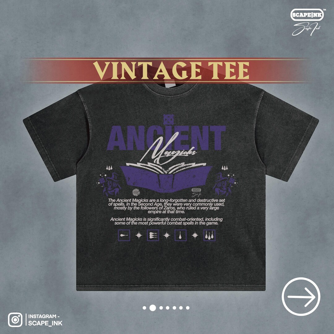 OSRS Ancients T-shirt | Vintage Wash | Runescape | Runescape T-shirt ...