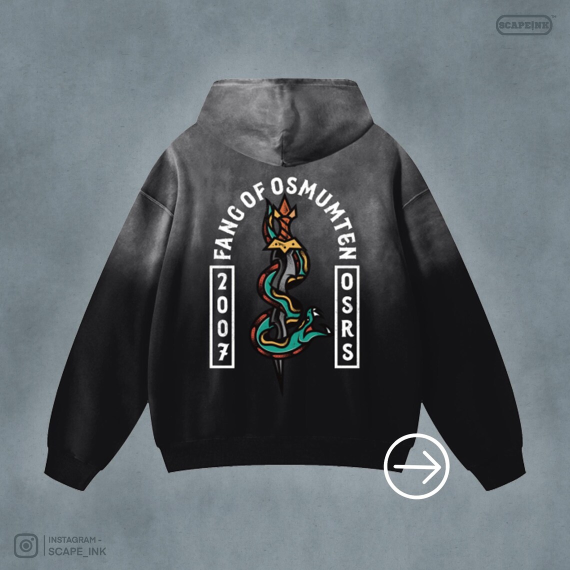 OSRS Fang Vintage Hoodie Old School Runescape Runescape Gaming Hoodie ...