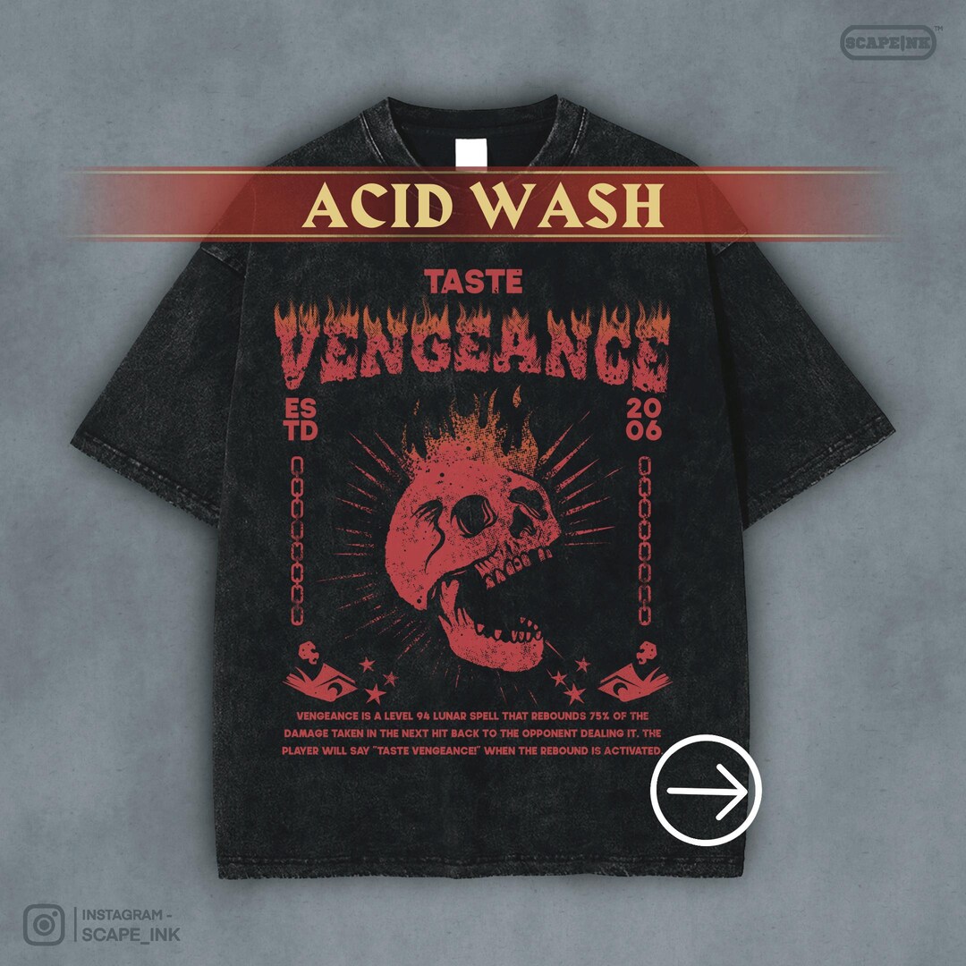OSRS Veng Acid Wash Tee Old School Runescape Runescape Gaming T-shirt ...