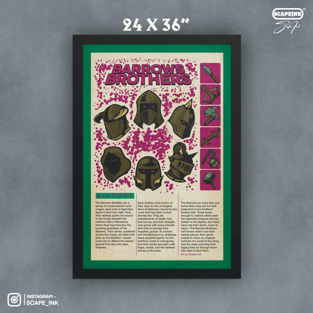 OSRS Barrows Framed Poster | Old School Runescape | Best Gift | Poster ...