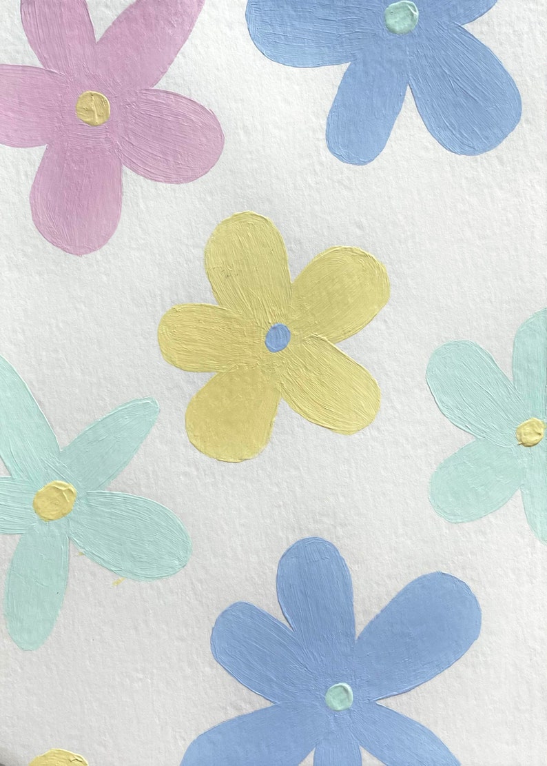Handmade Wall Decor Painting Pastel Flowers - Etsy