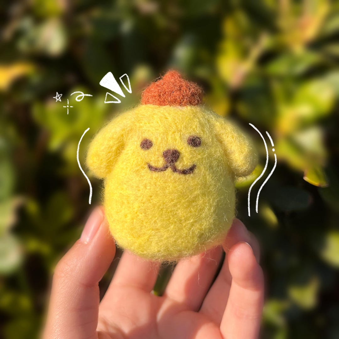 Needle Felt Pompompurin Figurine Sanrio Soft Handmade Felted Wool Charm ...