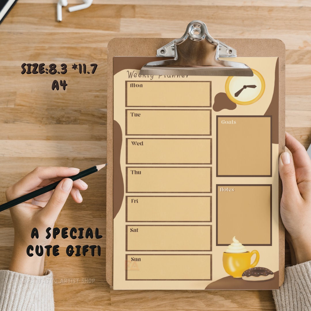 Coffee Lover's Printable Planner Brown Weekly Scheduler Espresso Cup ...