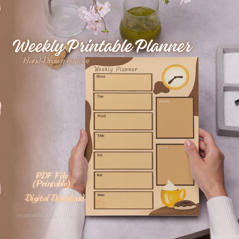 Coffee Lover's Printable Planner Brown Weekly Scheduler Espresso Cup ...