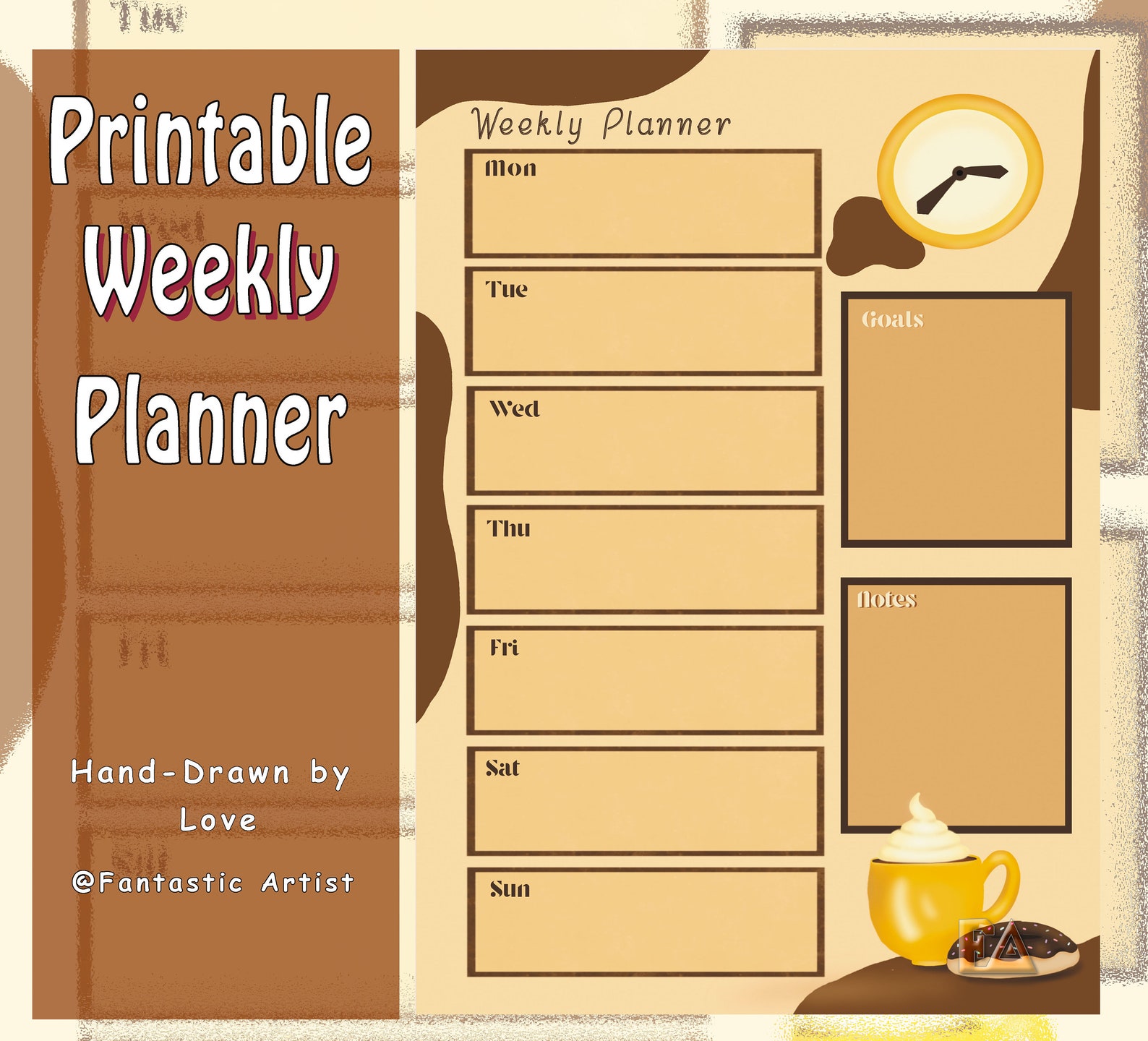 Coffee Lover's Printable Planner Brown Weekly Scheduler Espresso Cup ...