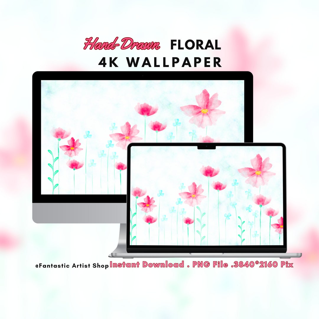 Watercolor Flowers 4k Desktop Wallpaper Laptop Hand-drawn Botanical ...