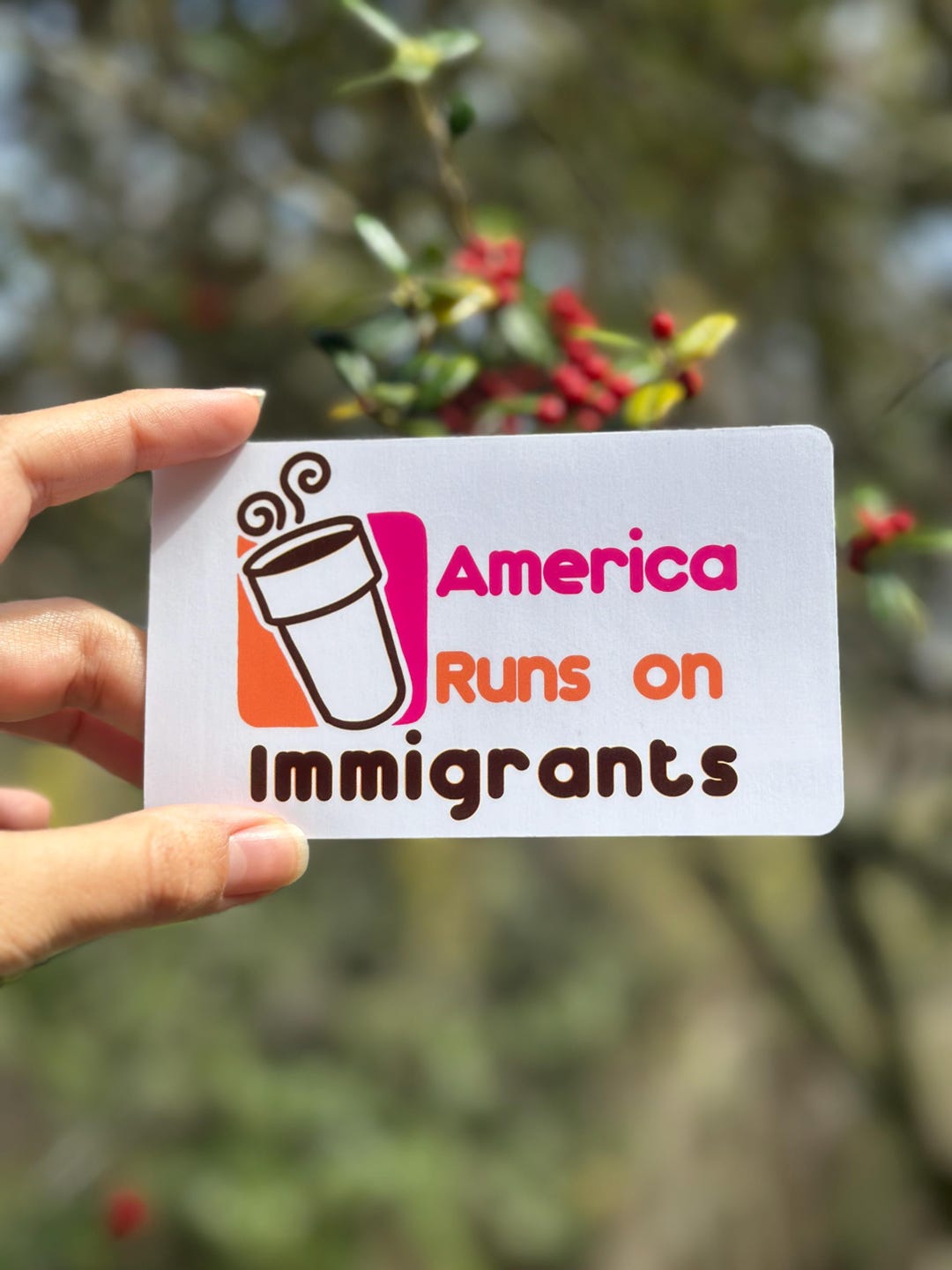 America Runs on Immigrants Bumper Decal, Funny Bumper Sticker, Activist ...