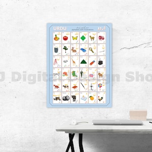 Urdu Alphabet Poster for Kids, Urdu Alphabets With Illustrations, First ...