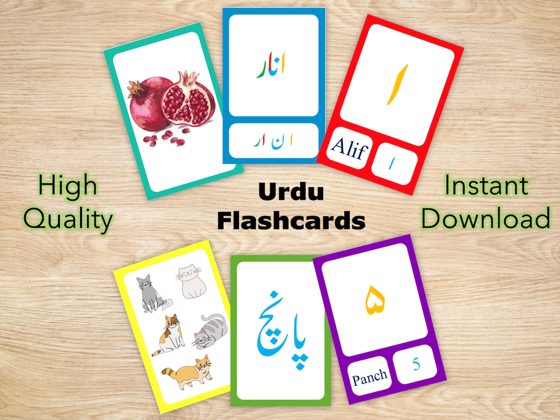 Urdu Alphabet Flashcards for Kids, Urdu Alphabet Flashcards With ...
