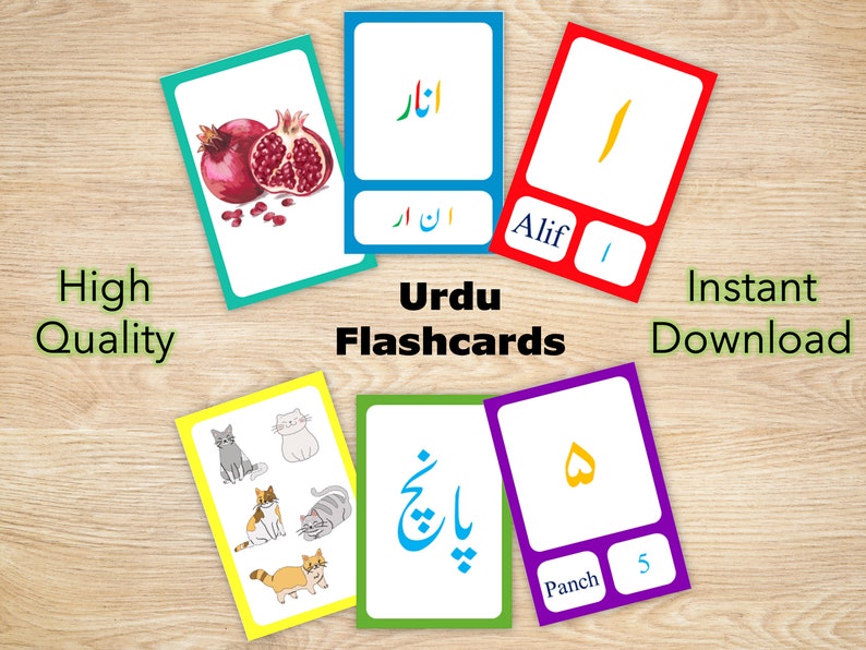 Urdu Alphabet Flashcards for Kids, Urdu Alphabet Flashcards With Illustrations, First Step to ...