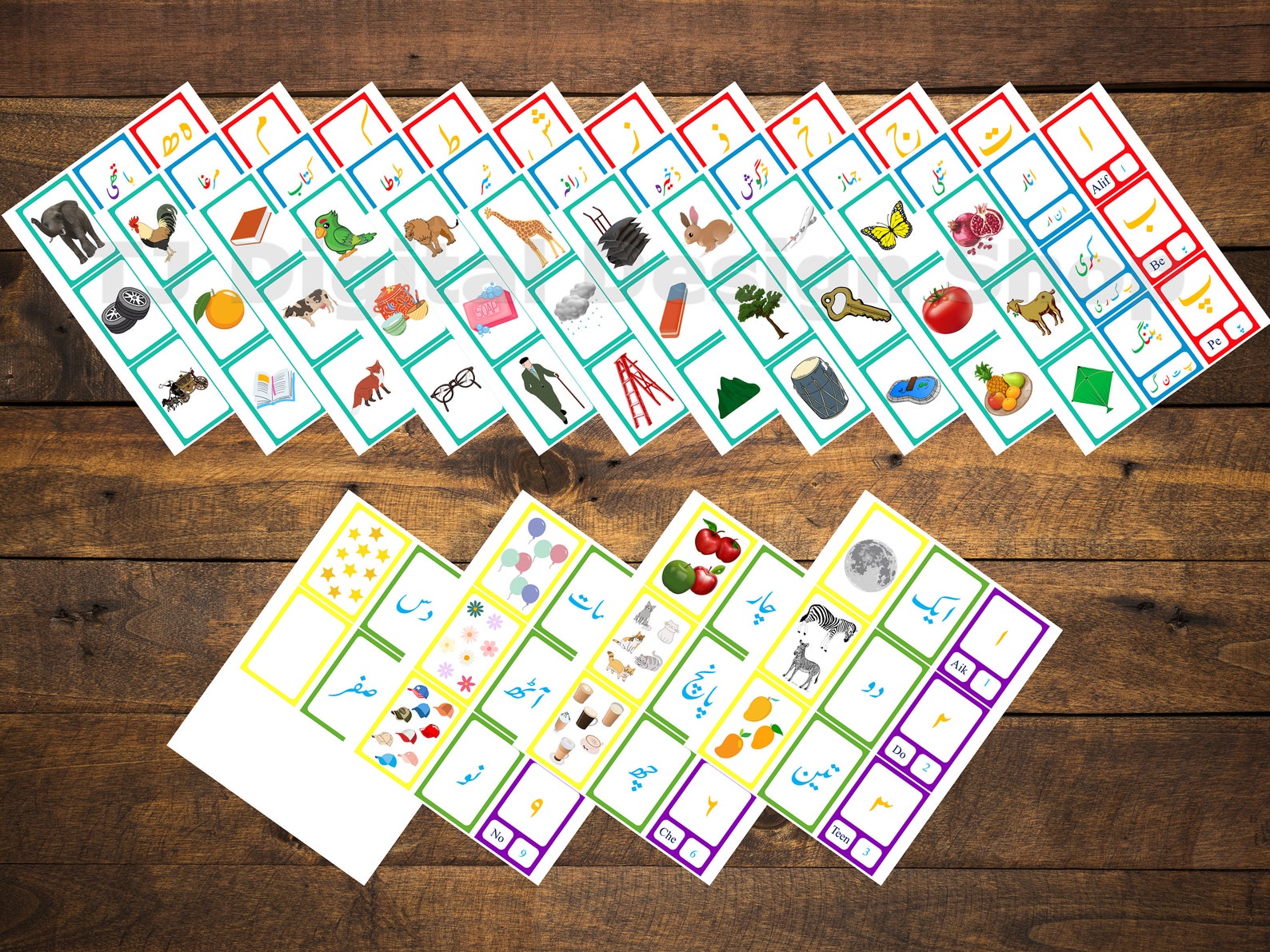 Urdu Alphabet Flashcards for Kids, Urdu Alphabet Flashcards With ...