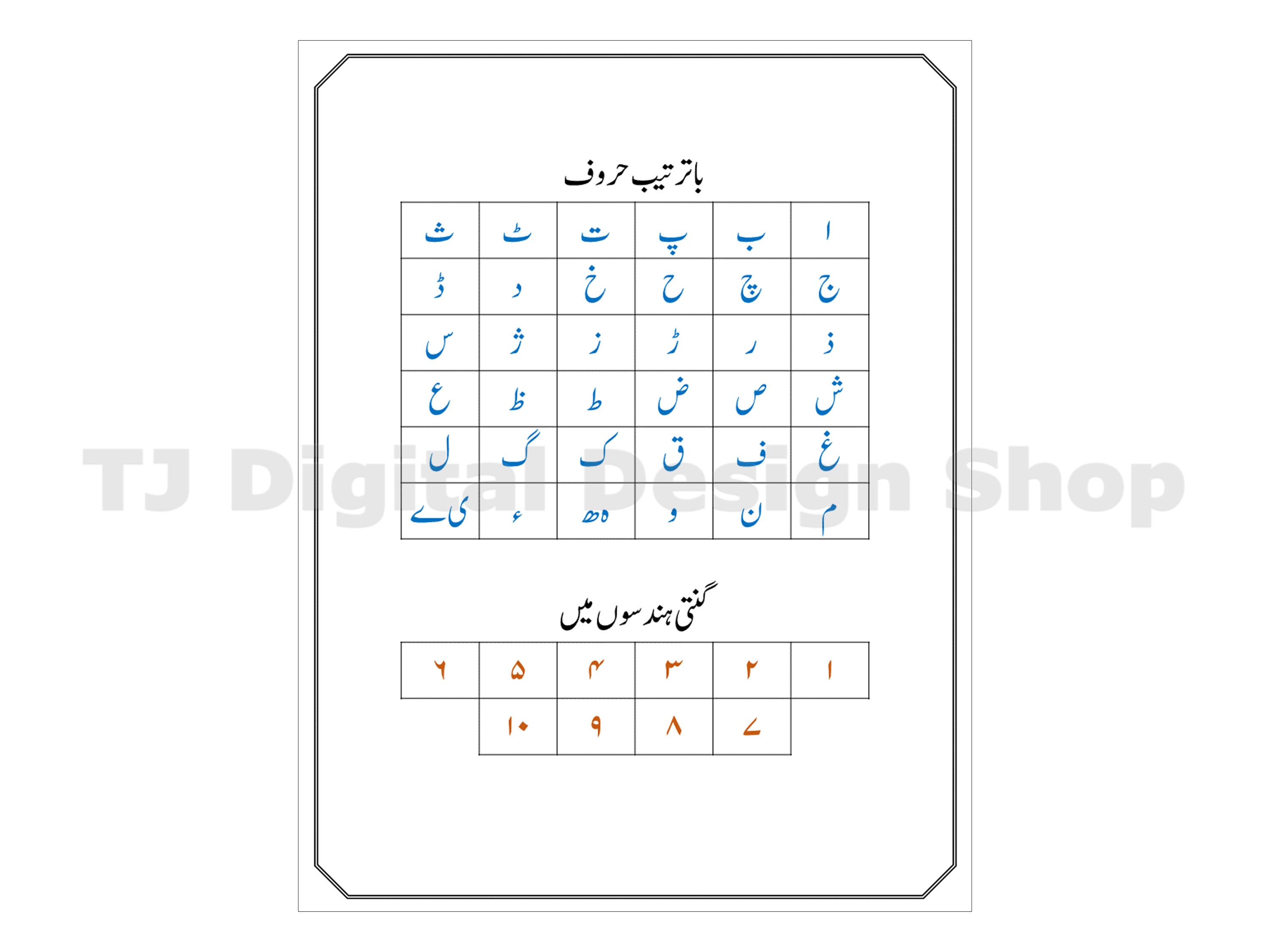 Urdu Alphabet Flashcards for Kids, Urdu Alphabet Flashcards With ...