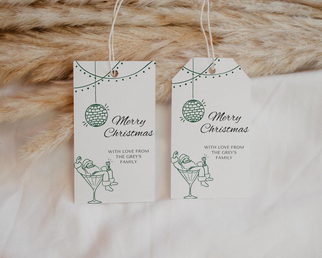 Hand Drawn Christmas Gift Tag Template, Editable Whimsical Gift Tag ...