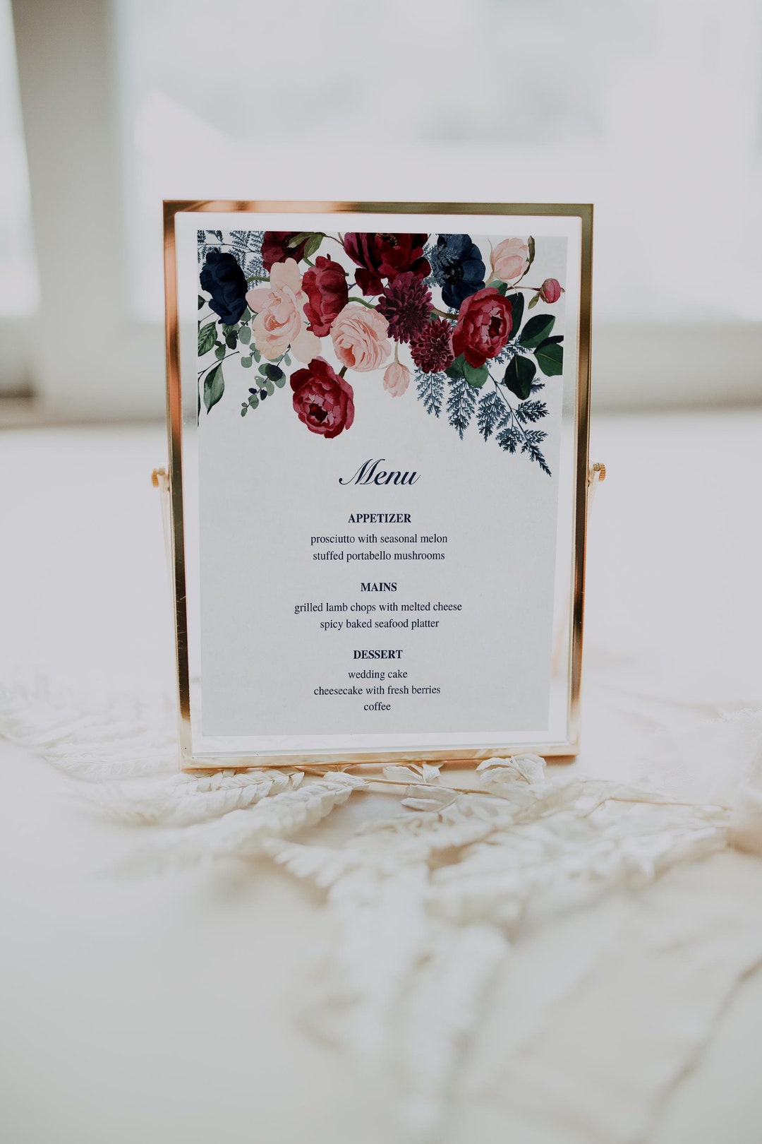 Floral Wedding Menu, Editable Wedding Menu, Printable Wedding Menu ...