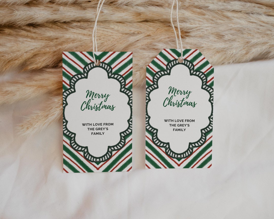 Retro Christmas Gift Tag Template, Editable Whimsical Gift Tag ...