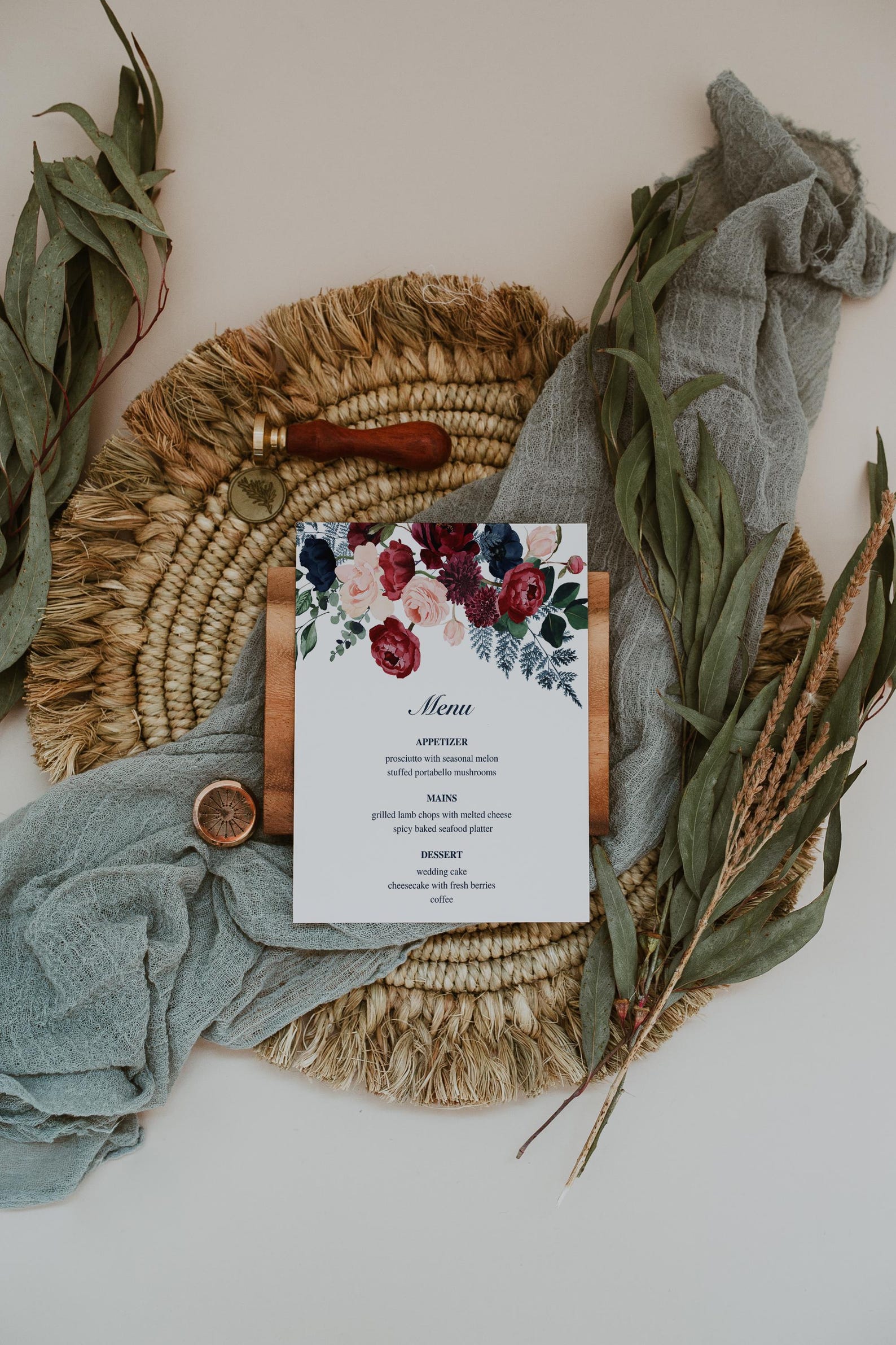Floral Wedding Menu, Editable Wedding Menu, Printable Wedding Menu ...