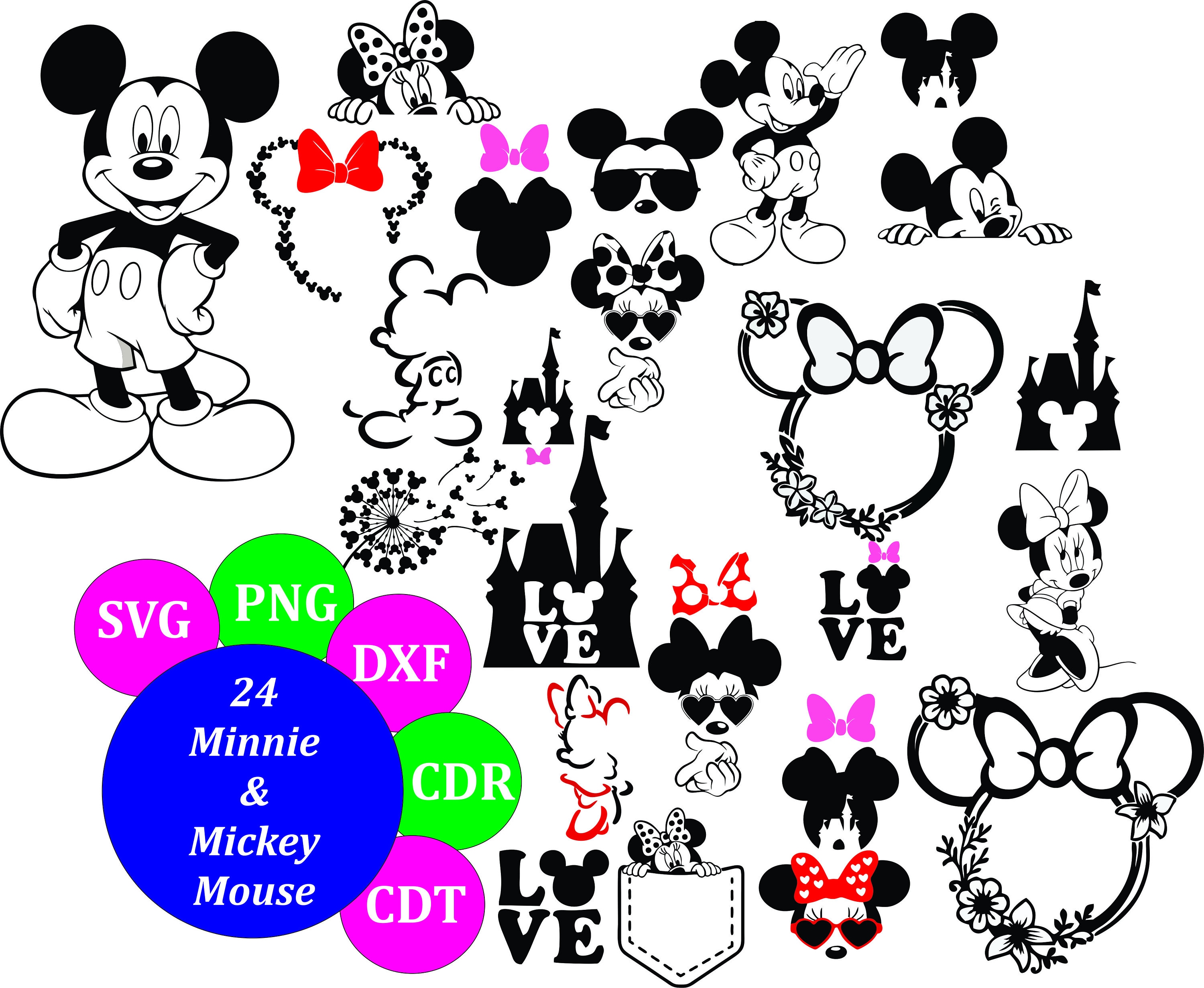 Minnie and Mickey Mouse, Svg, Dxf, Png, Cdr, Cdt - Etsy