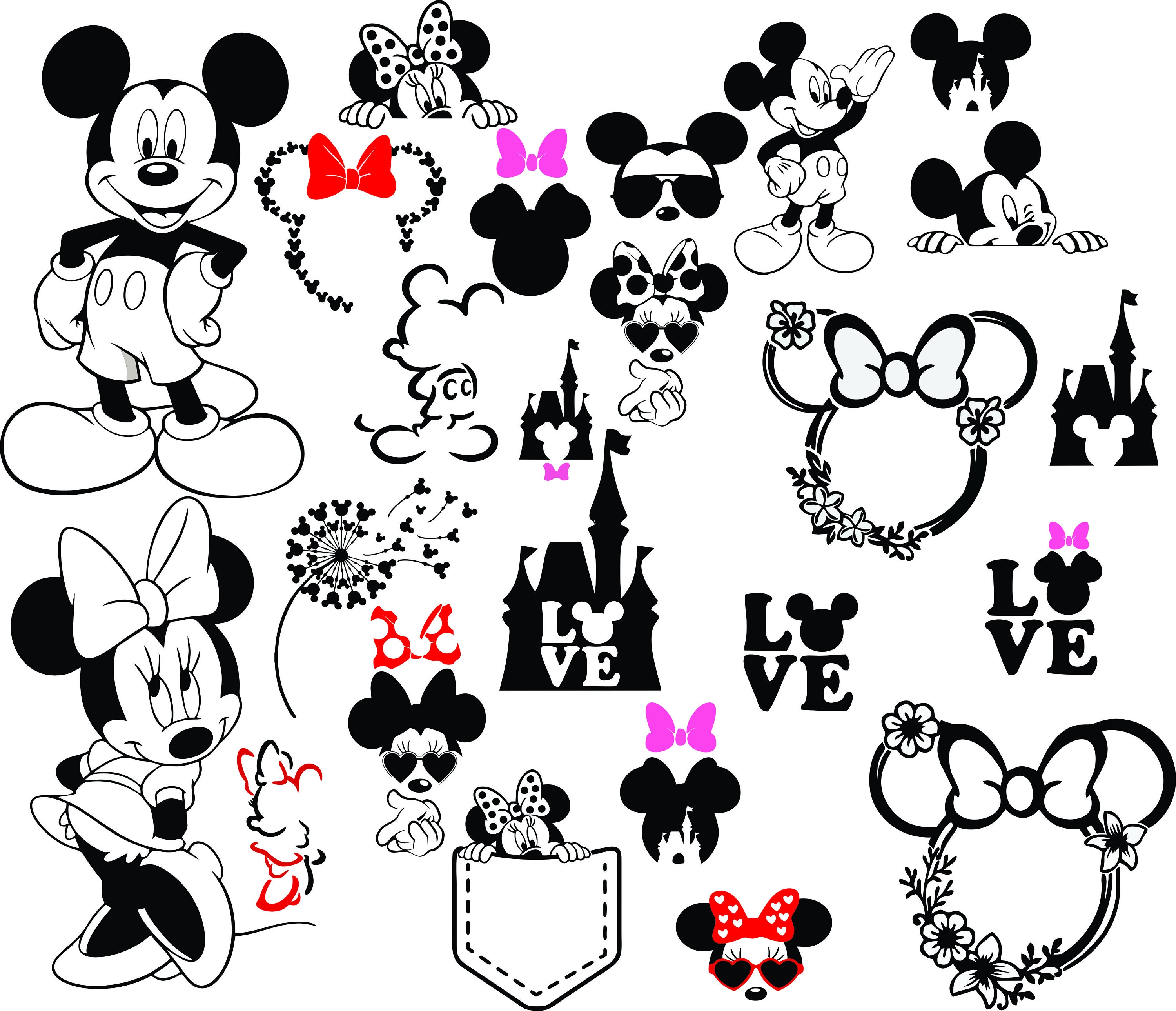 Minnie and Mickey Mouse, Svg, Dxf, Png, Cdr, Cdt - Etsy