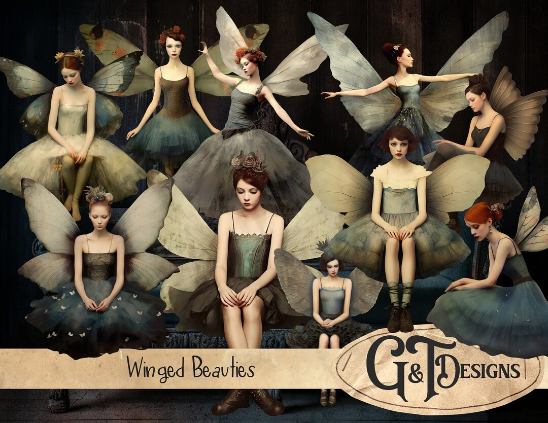 Winged Beauties Commercial Use Fairies Dancer Graphics - Etsy