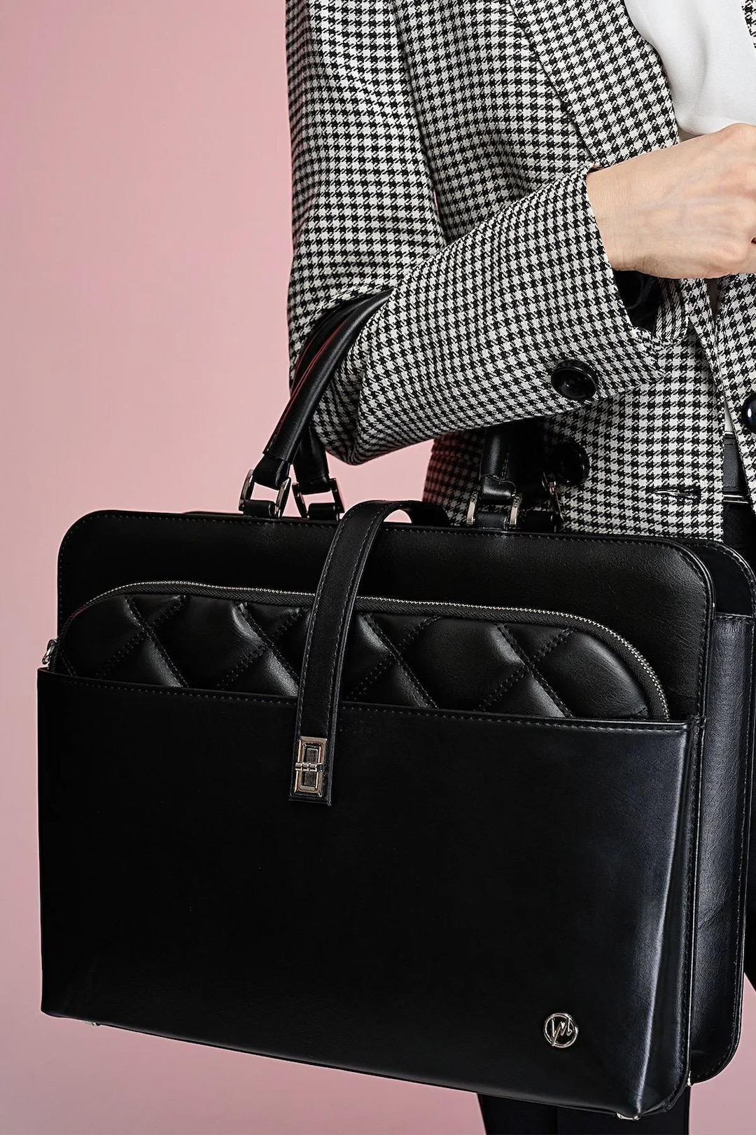 Women's Briefcase Laptop Bag Quilted Black Business Bag, Gifts for ...