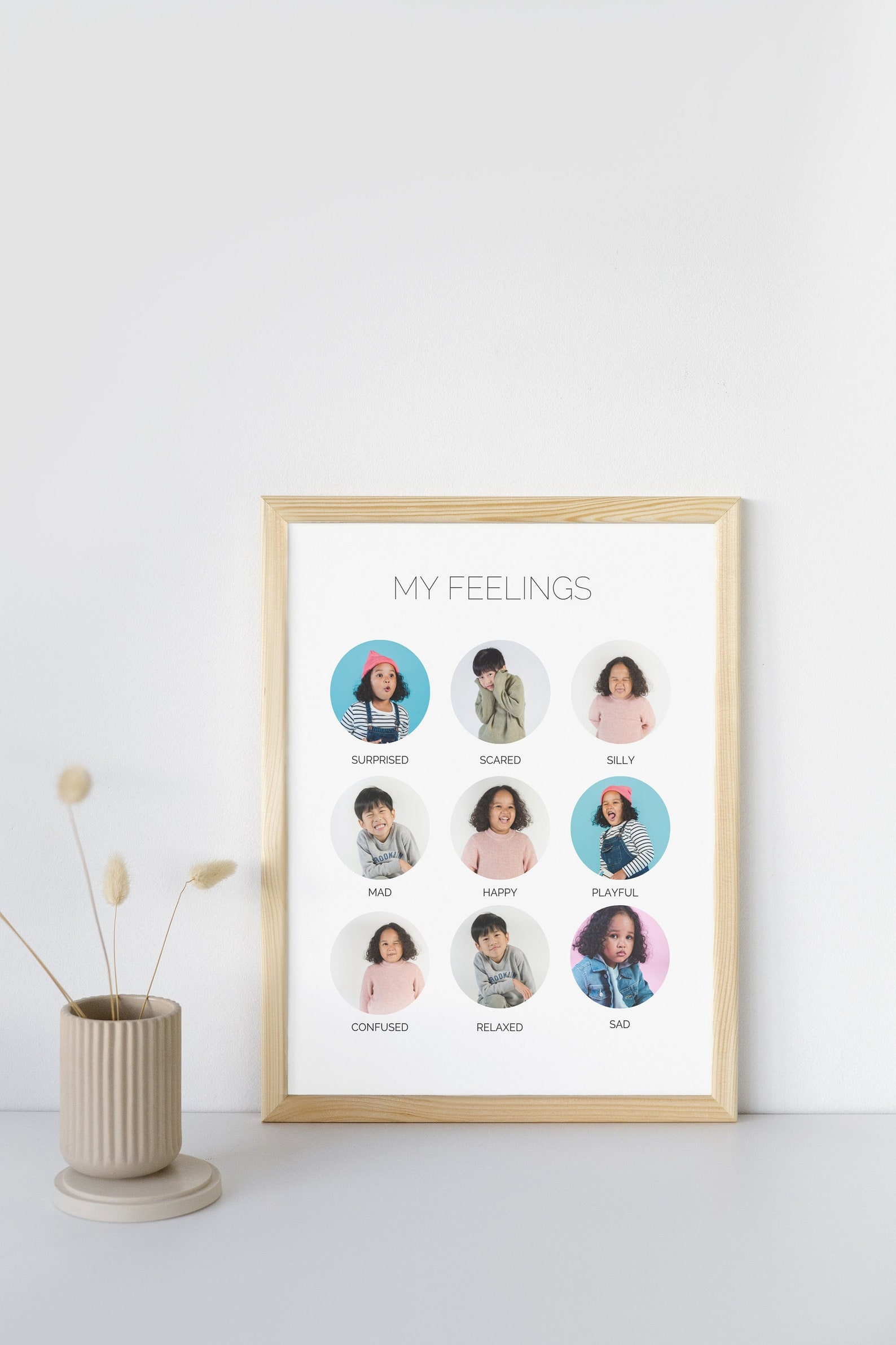 Diverse Feelings Chart — INSTANT DOWNLOAD Emotions Montessori Black ...