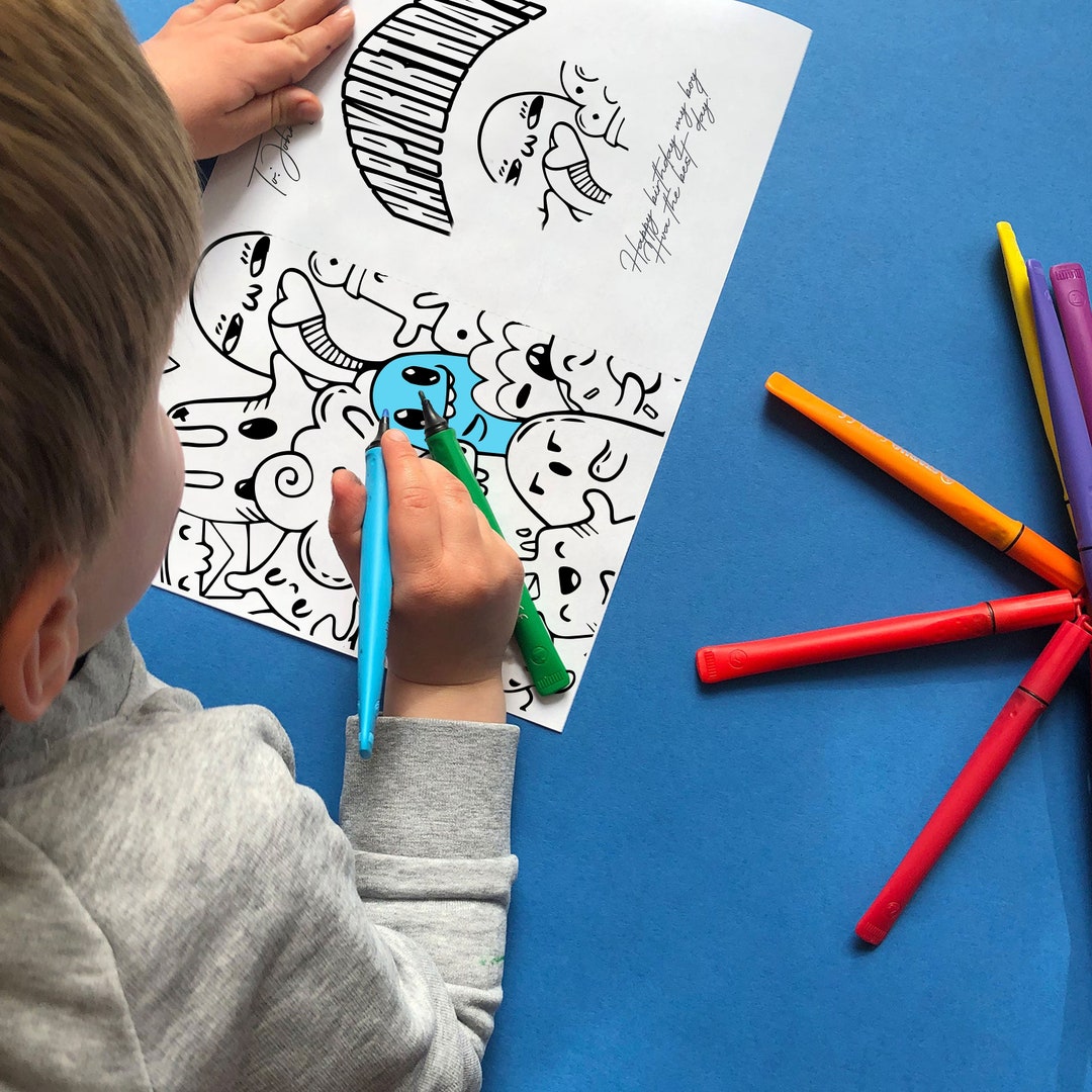 PRINTABLE BIRTHDAY CARD Colour in Birthday Card - Etsy