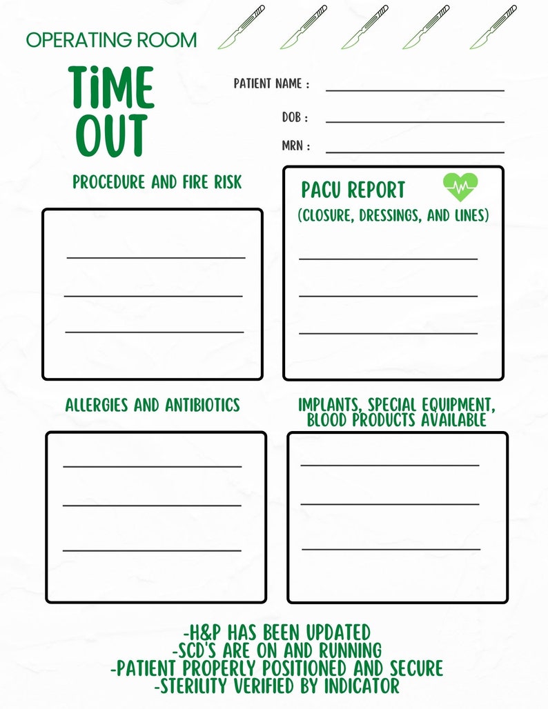 Operating Room Time Out Report - Etsy