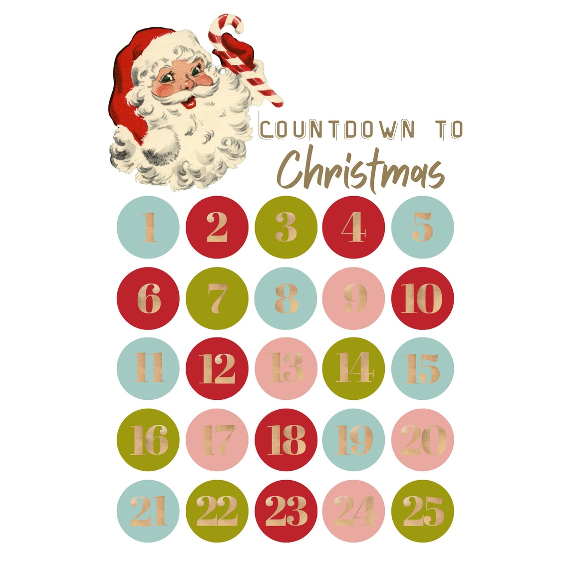 Christmas Countdown Printable Countdown to Christmas Printable Advent ...