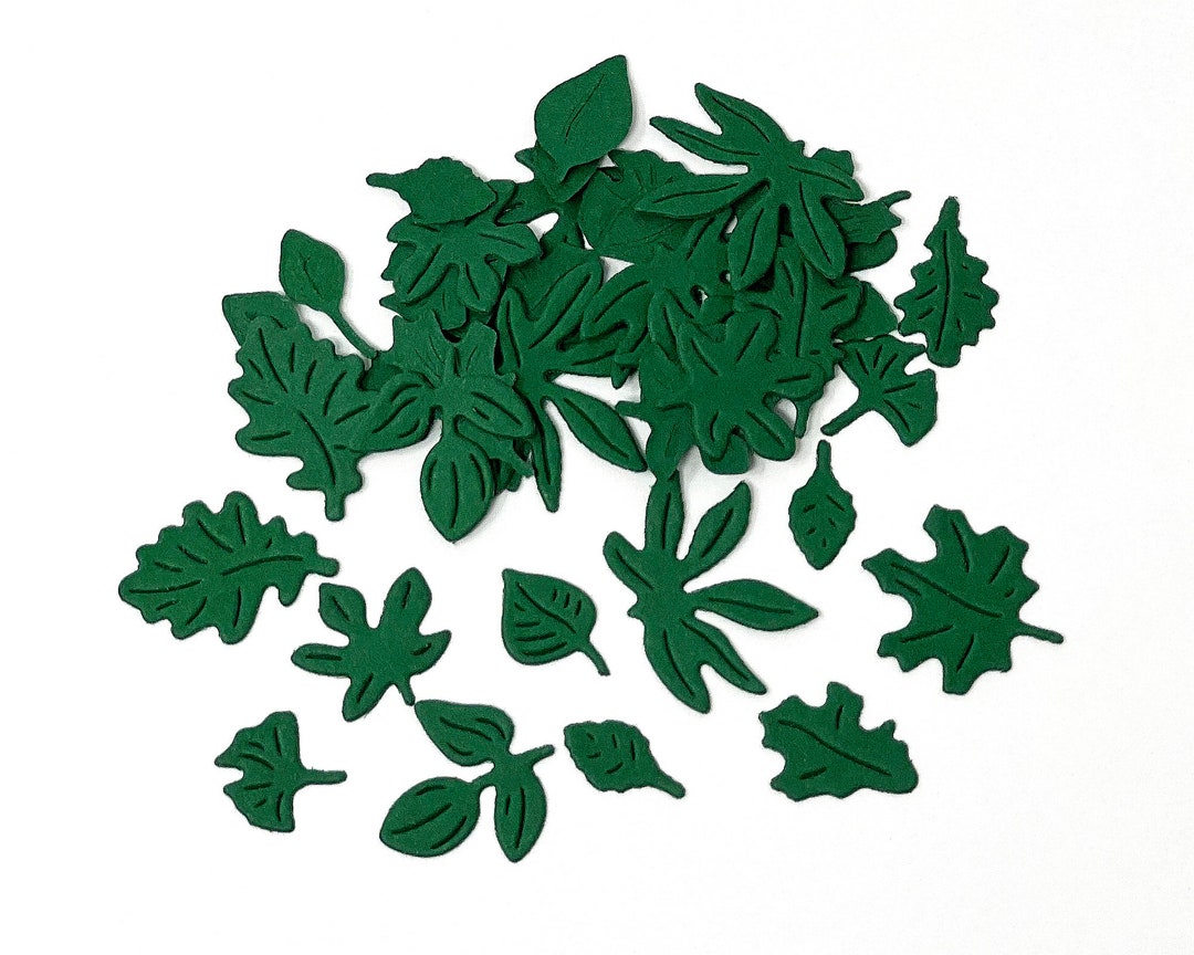Dark Green Paper Leaf Die Cuts Paper Crafts Tiny Green - Etsy