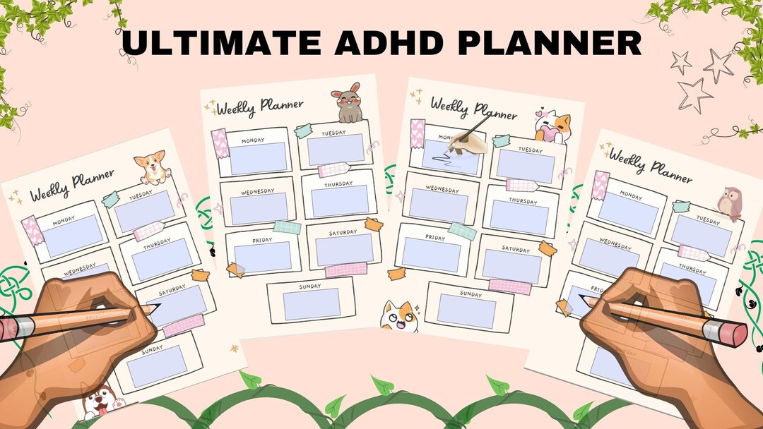 PRINTABLE ADHD PLANNER, Fillable Weekly Planner, Animal Theme Planner ...