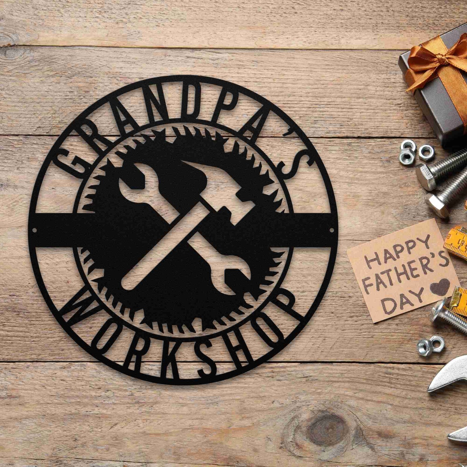 Papas Workshop Work Shop Sign Metal Saw Blade Sign Custom Workshop Sign ...