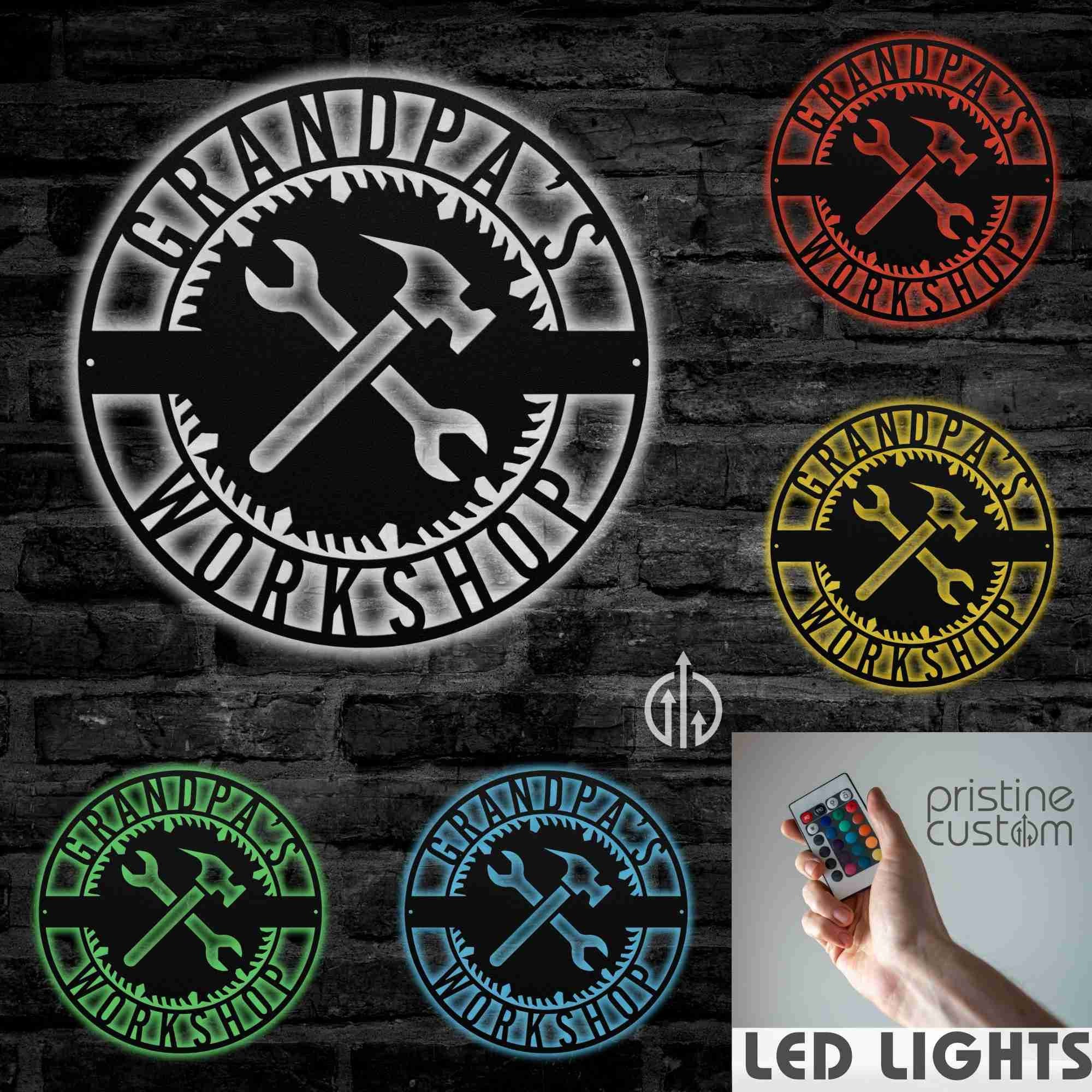 Papas Workshop Work Shop Sign Metal Saw Blade Sign Custom Workshop Sign ...