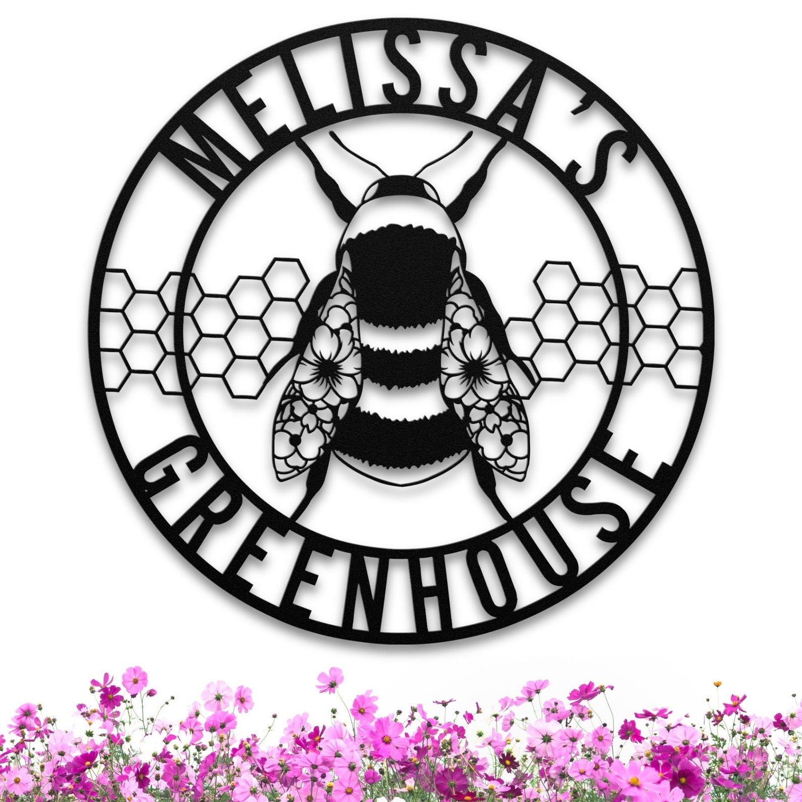 Custom Metal Bee & Honeycomb Sign: Personalized Garden Decor - Etsy