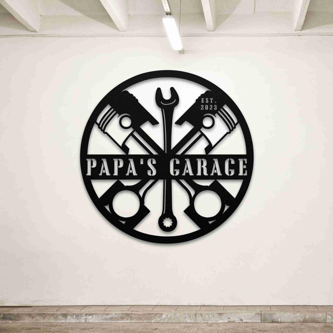 Papas Workshop Work Shop Sign Metal Saw Blade Sign Custom Workshop Sign ...