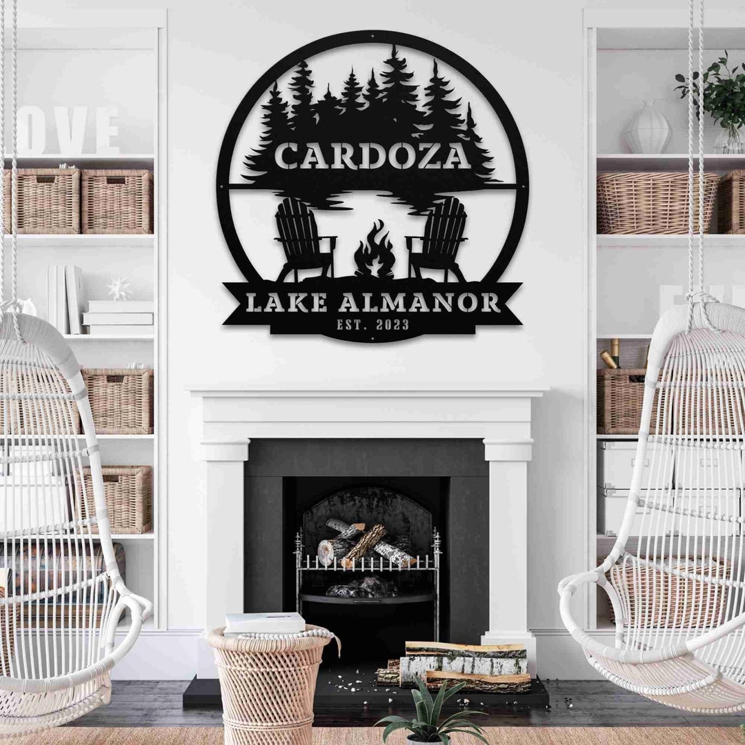 Custom Lakeside Campfire Metal Sign - Personalized Outdoor Decor ...