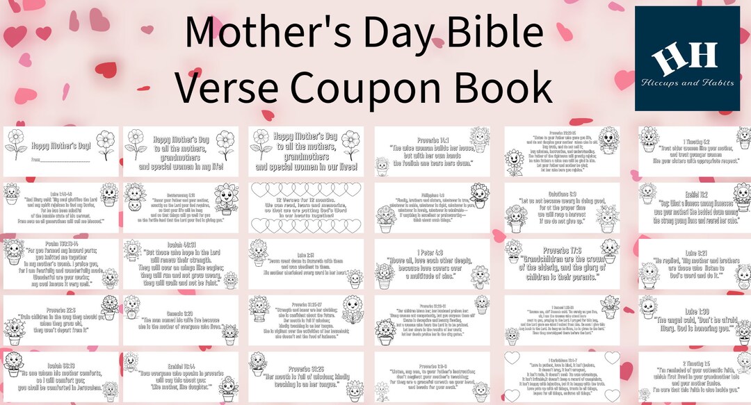 Mother's Day Bible Verse Coupon Book, Mother's Day Gift, Mother's Day ...
