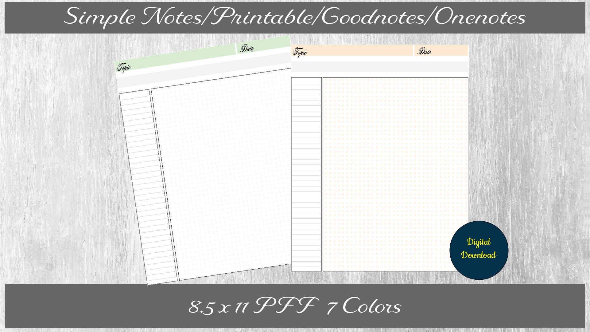 Notetaking Template, Simple Notes, Goodnotes Notetaking Template ...
