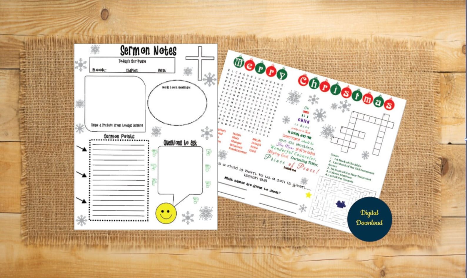 Printable Sermon Notes for Kids, Christmas Printable Sermon Notes ...